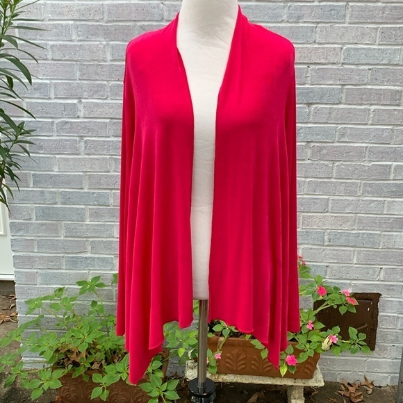 Slinky Brand | Sweaters | Slinky Brand Hot Pink Open Drape Cardigan M ...
